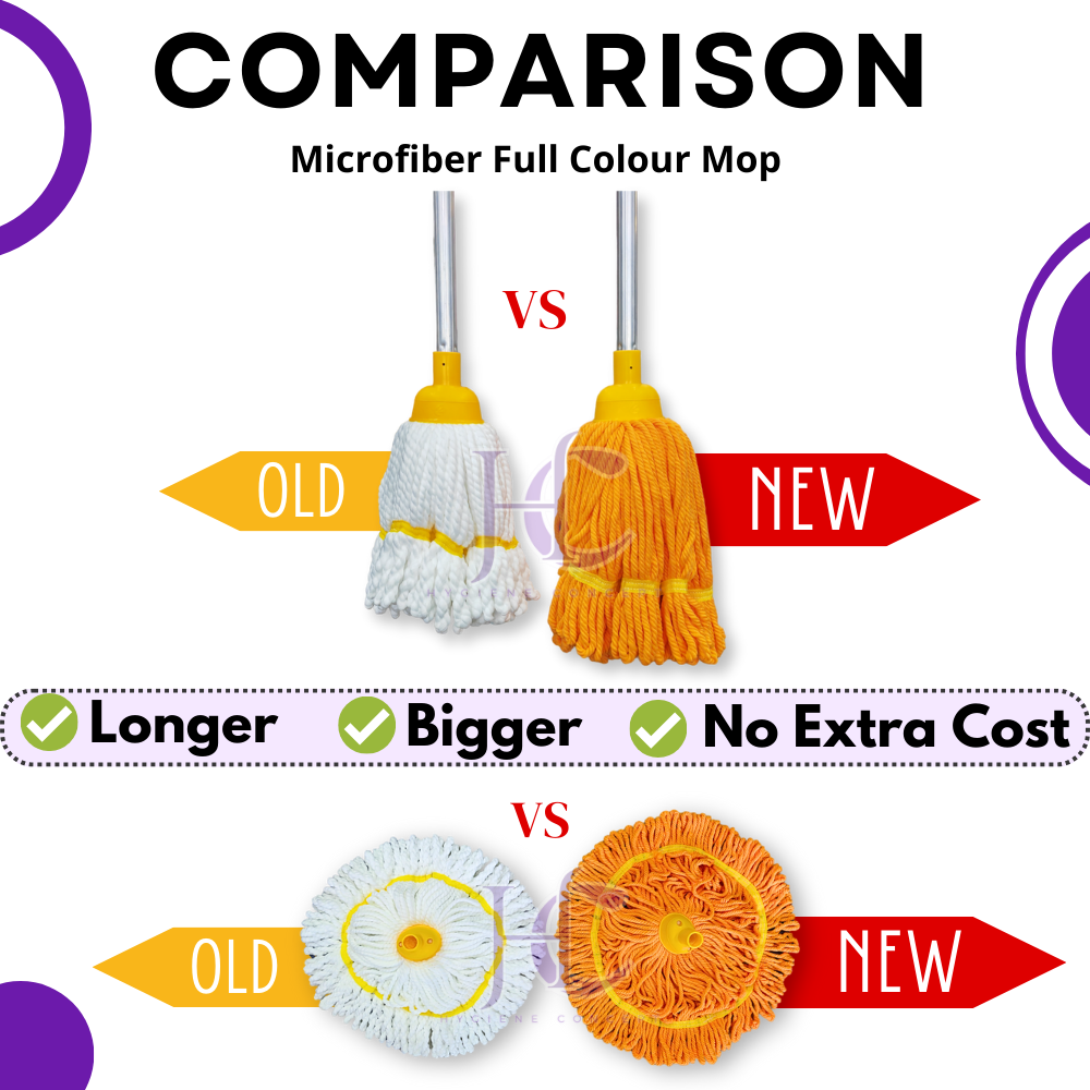Full Colour Microfiber Mop Complete Set 300g with 4′ Aluminium Handle ...