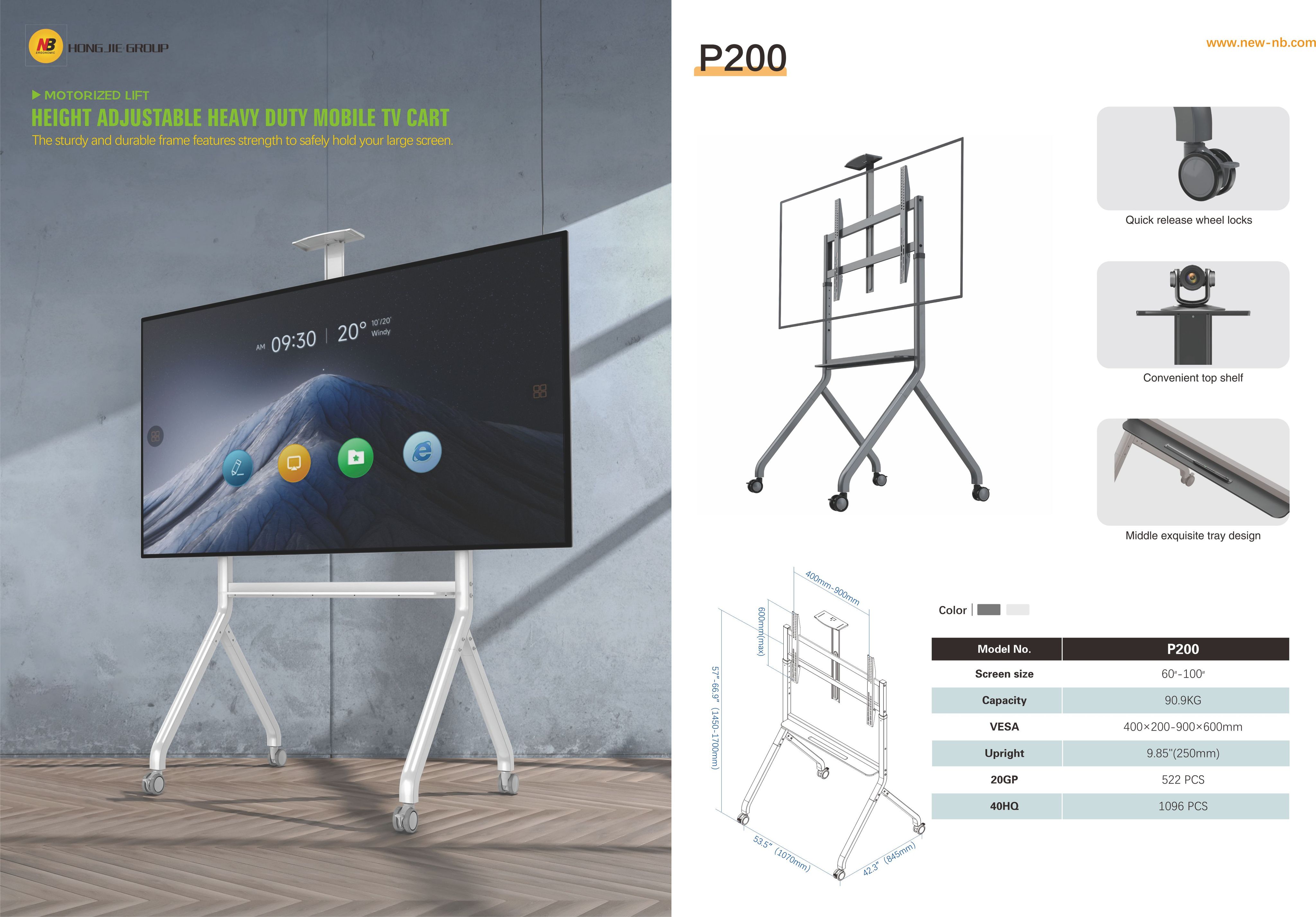 NB NORTH BAYOU P200 60 TO 100 INCH SMART TV MEETING MOBILE BRACKET ...