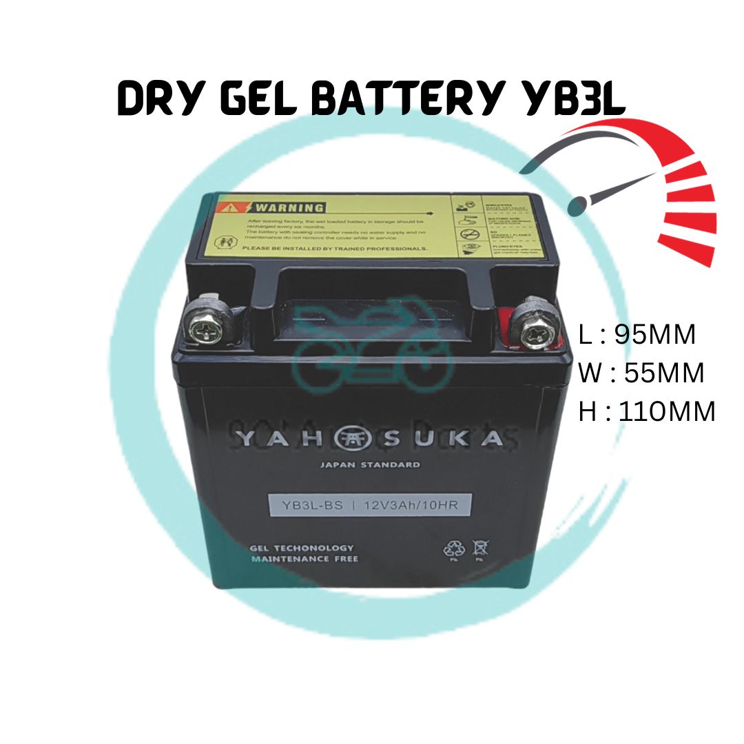 DRY GEL BATTERY YB3L BATTERI MOTOR BATERI MOTOR TZM Y100 Y110 SS2 Y125Z ...