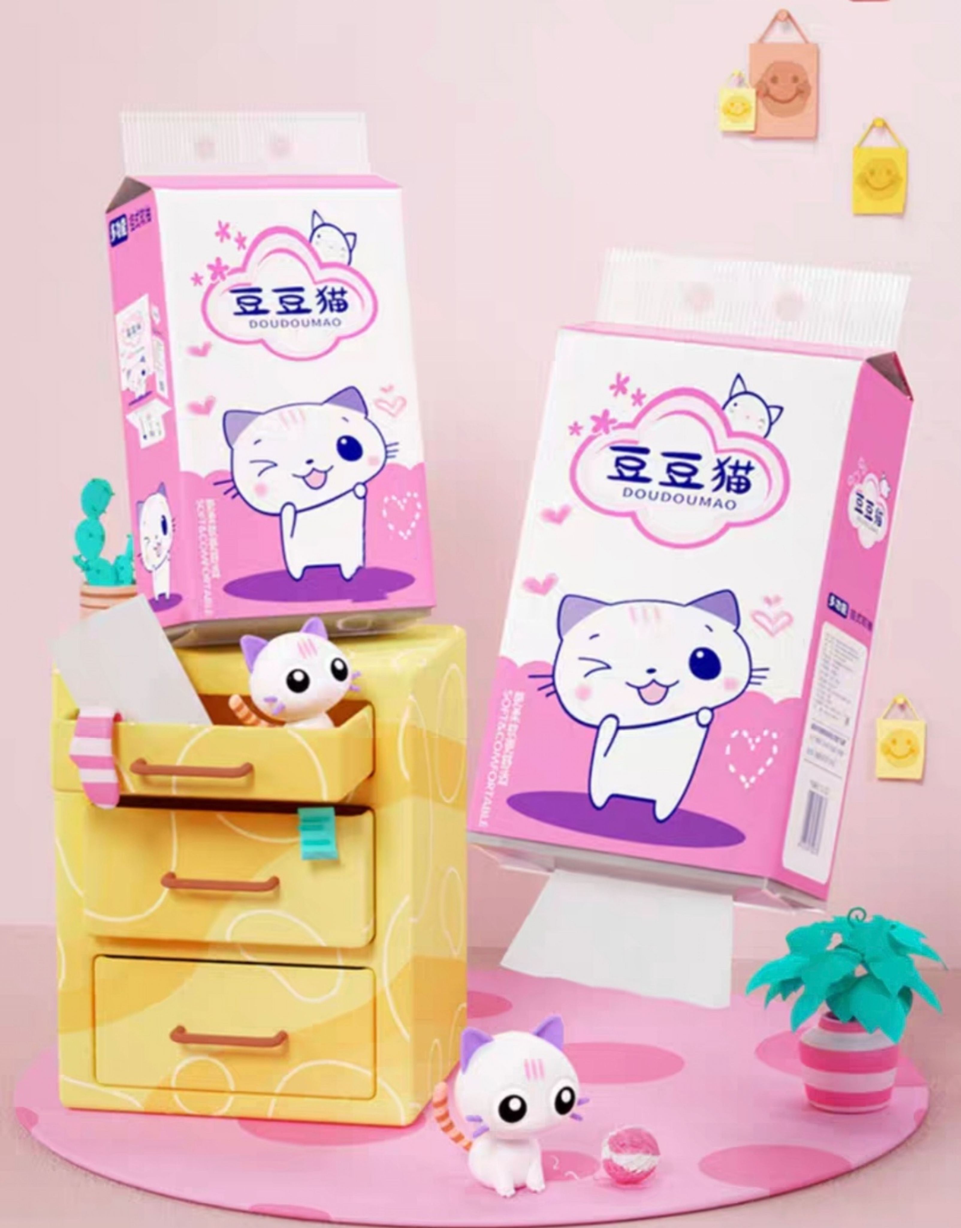 (Ready STOCK) BERBALOI Dou Dou Cat Facial Tissue Soft pack baby Tissue ...