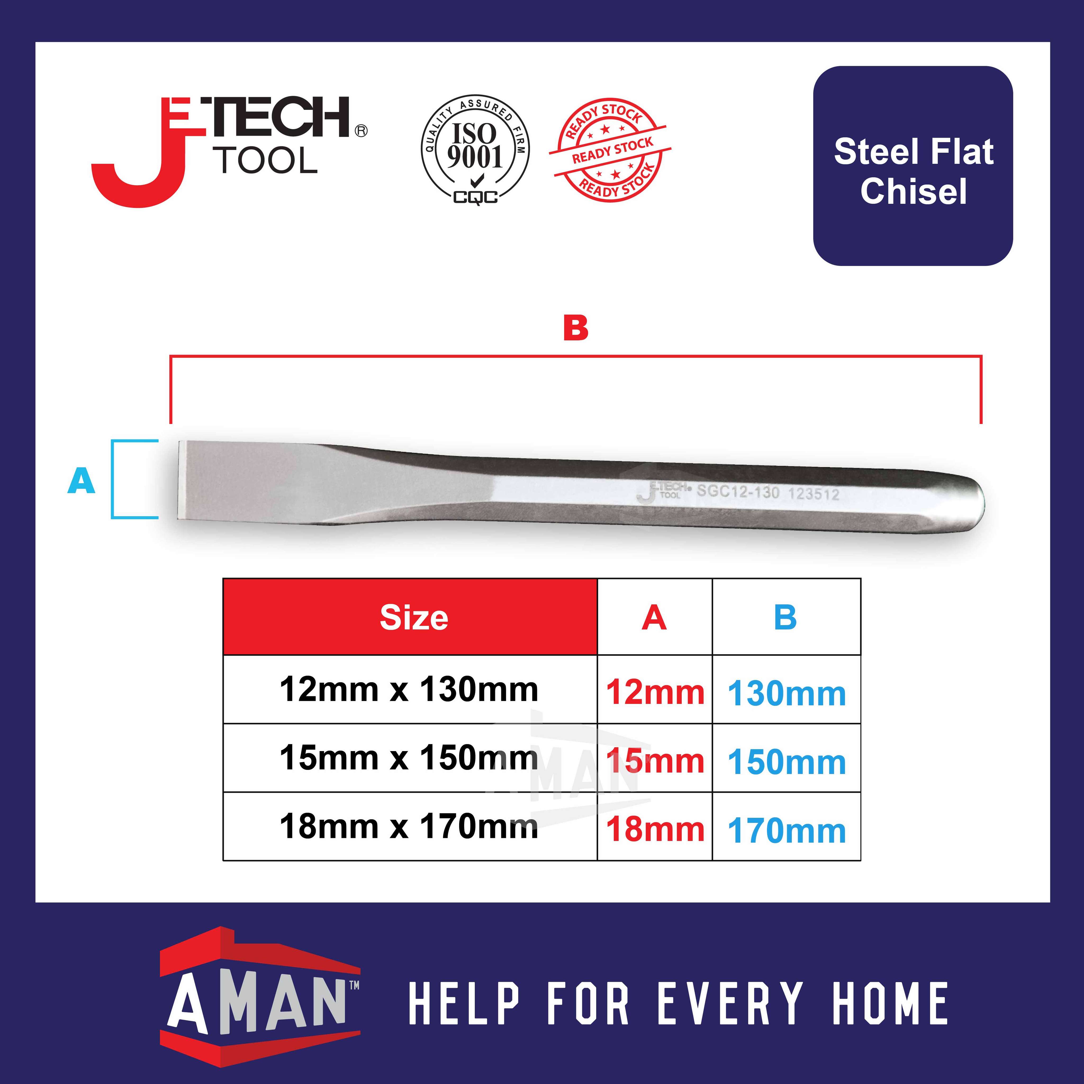 JETECH Flat Chisel Steel Polish Finish Golden Chisel Concrete Chisel ...