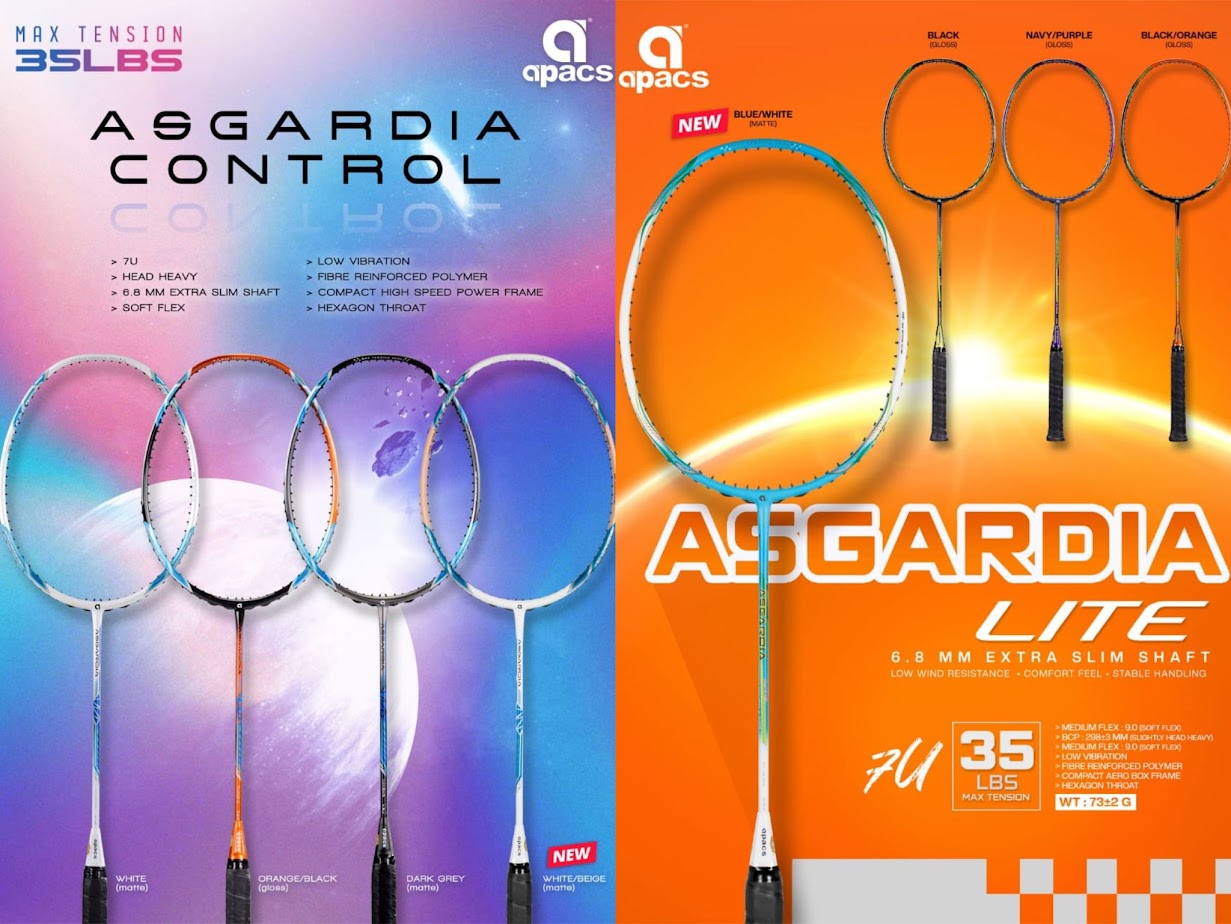 APACS Badminton Racket ASGARDIA LITE/CONTROL ( 100% Original ) Max ...