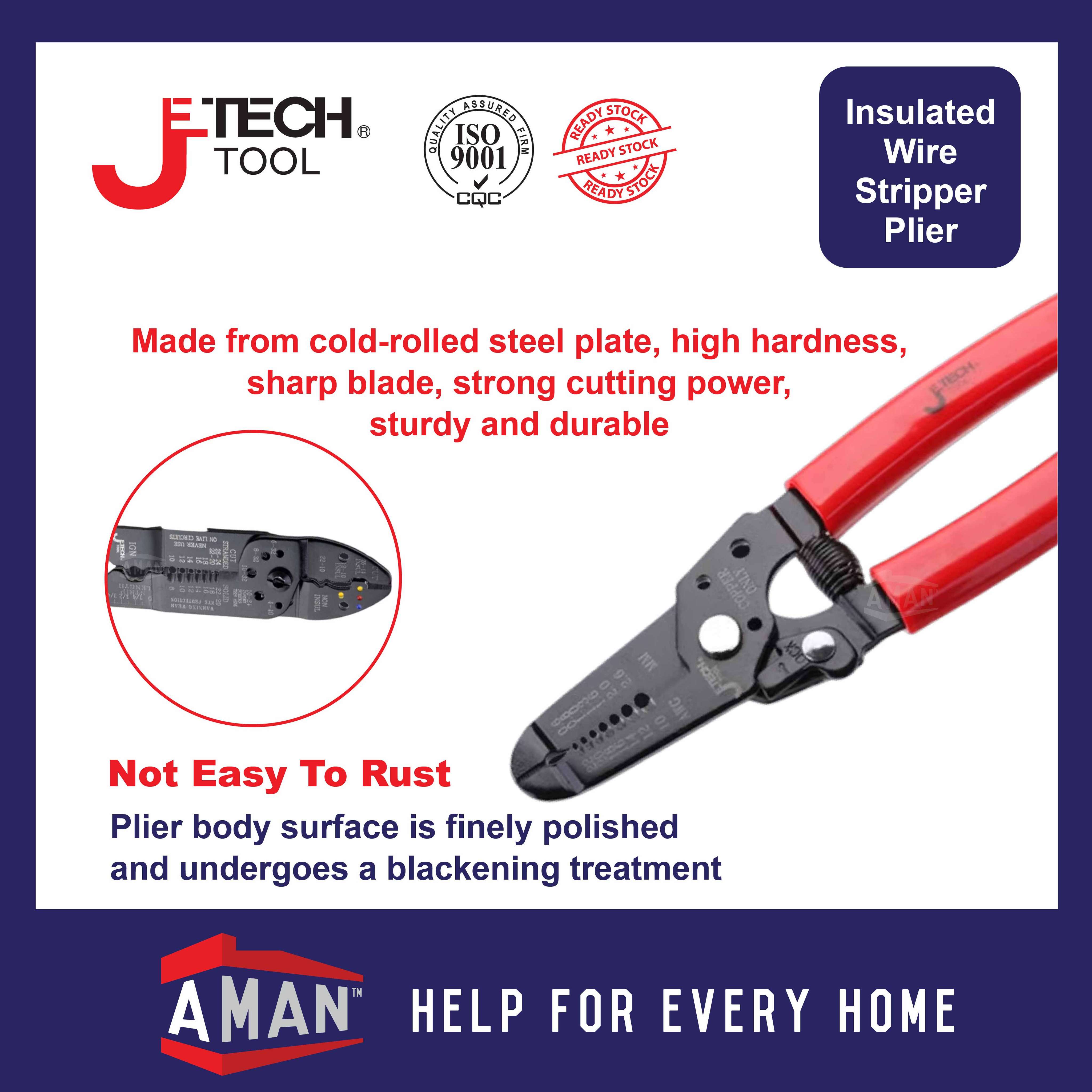 JETECH Insulated Wire Stripper Plier Wire Gauge Crimper Plier Diagonal ...