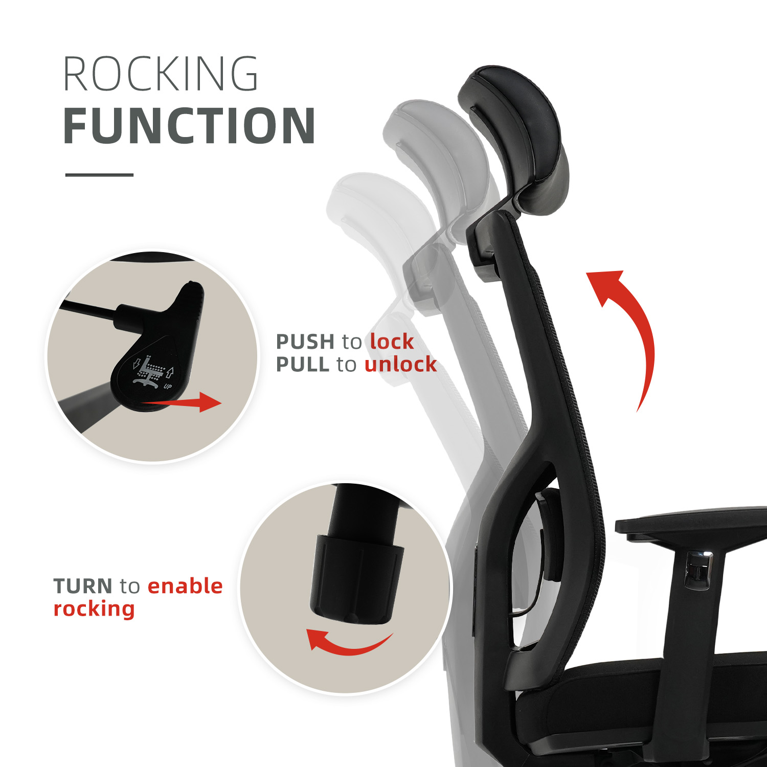 KitchenZ High Back Executive Chair PU Leather Headrest Mesh Ergonomic ...