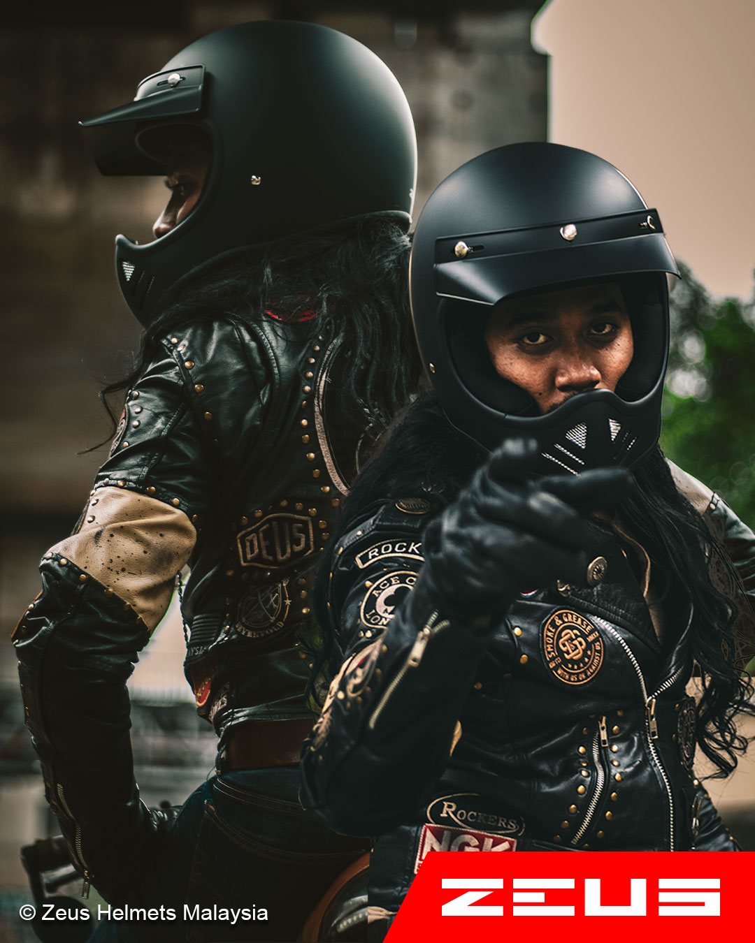 ZEUS HELMETS RETRO FULL FACE ZS-916 SCRAMBLER HELMETS | Shopee Malaysia