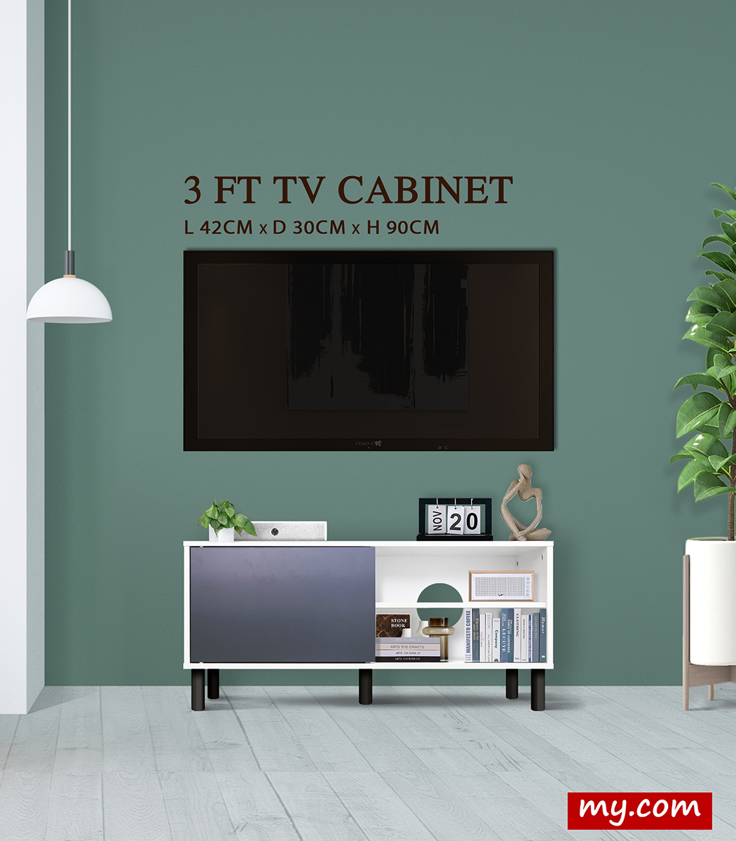 Kabinet TV 3 Kaki/3ft TV Cabinet with Doors my-com/TV Stand/Living Room ...