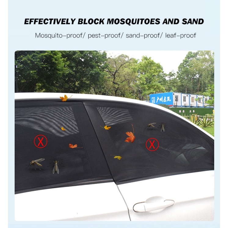 Car Anti Insect Front Rear Window Net Sun Shade Magic Elastic Kelambu ...