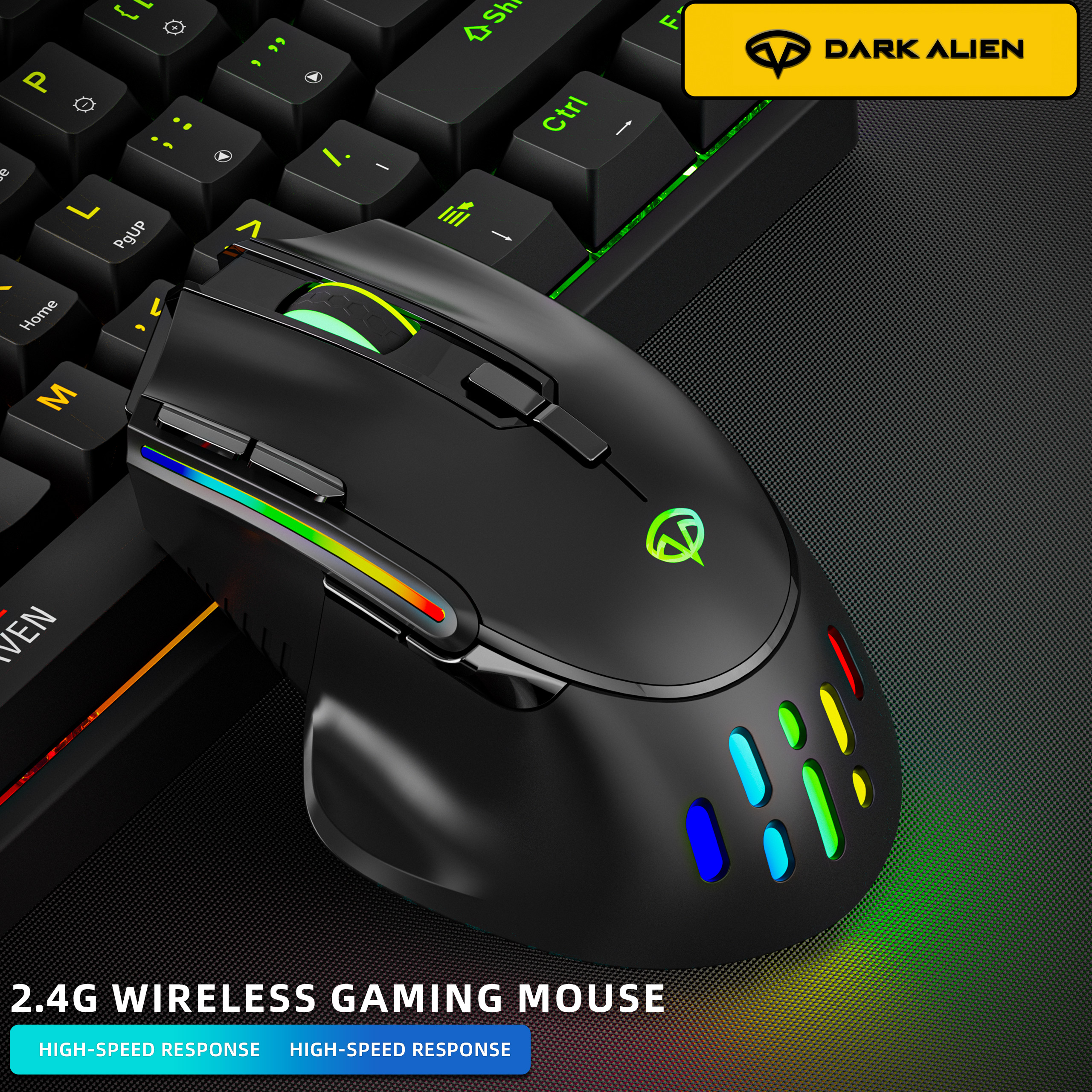 Dark Alien D4 2.4GHz Wireless Mouse Rechargeable Light Weight Ergonomic ...