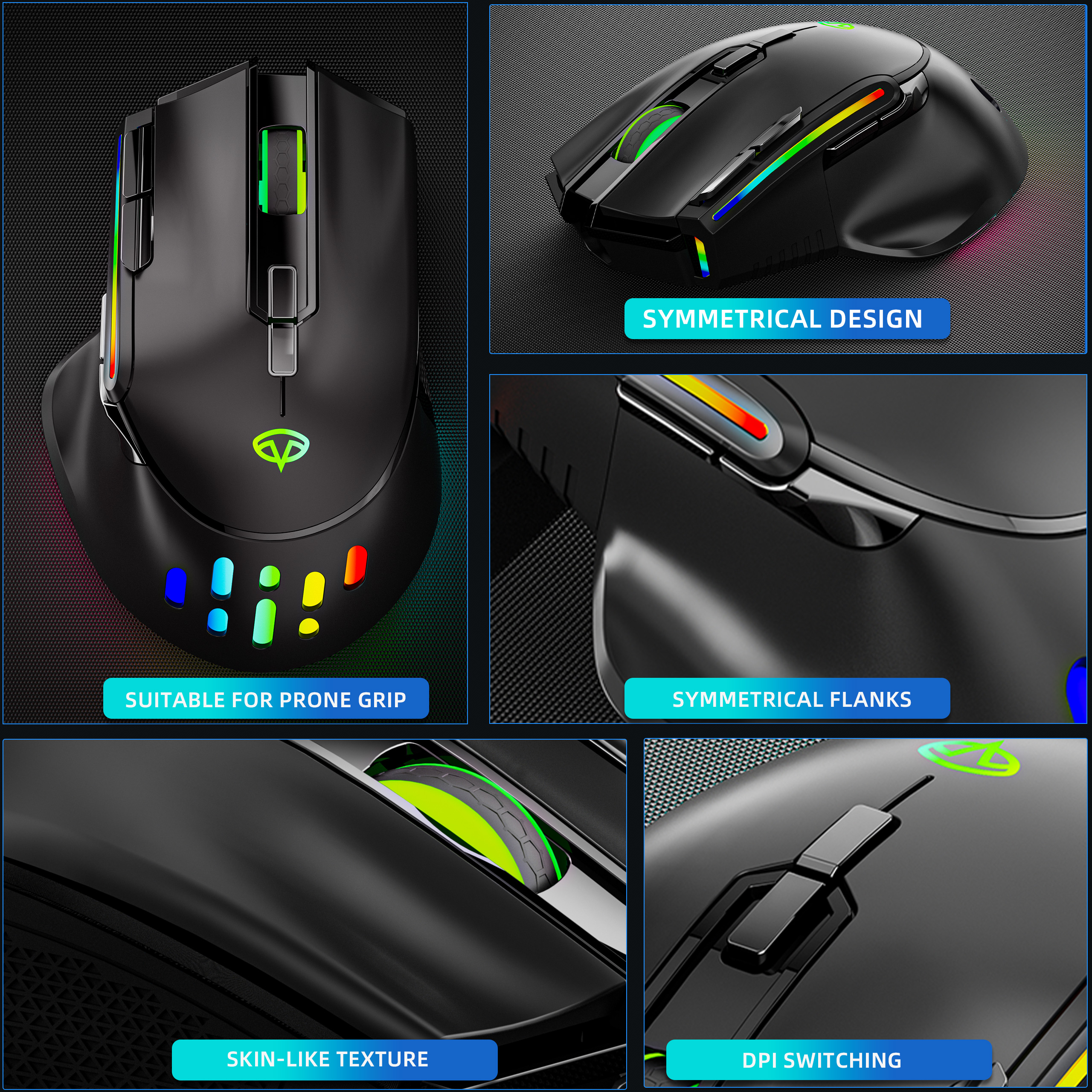 Dark Alien D4 2.4GHz Wireless Mouse Rechargeable Light Weight Ergonomic ...