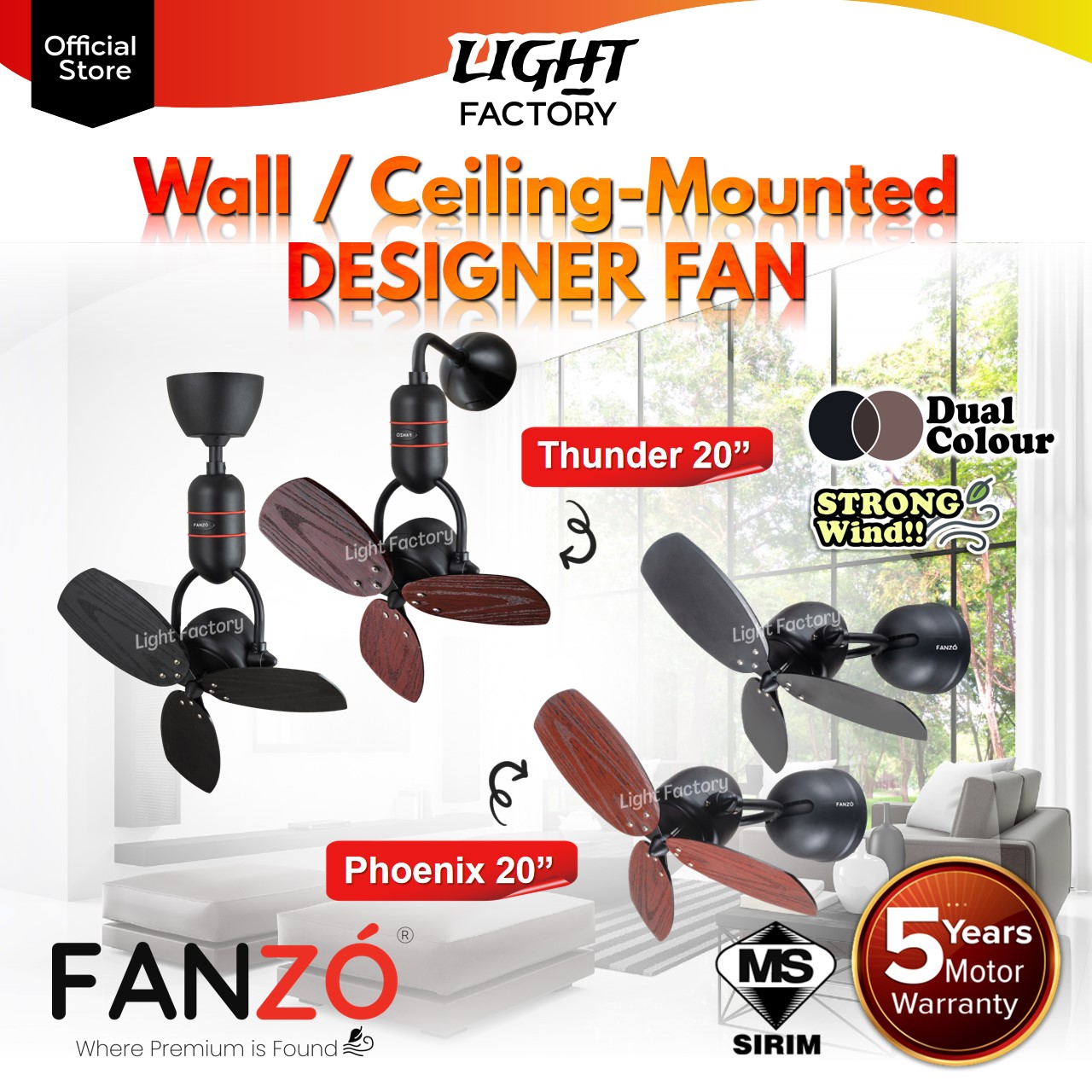 🔥SIRIM🔥 FANZÓ THUNDER | PHOENIX 20" 3 Blades DC Motor Ceiling Fan/Wall ...