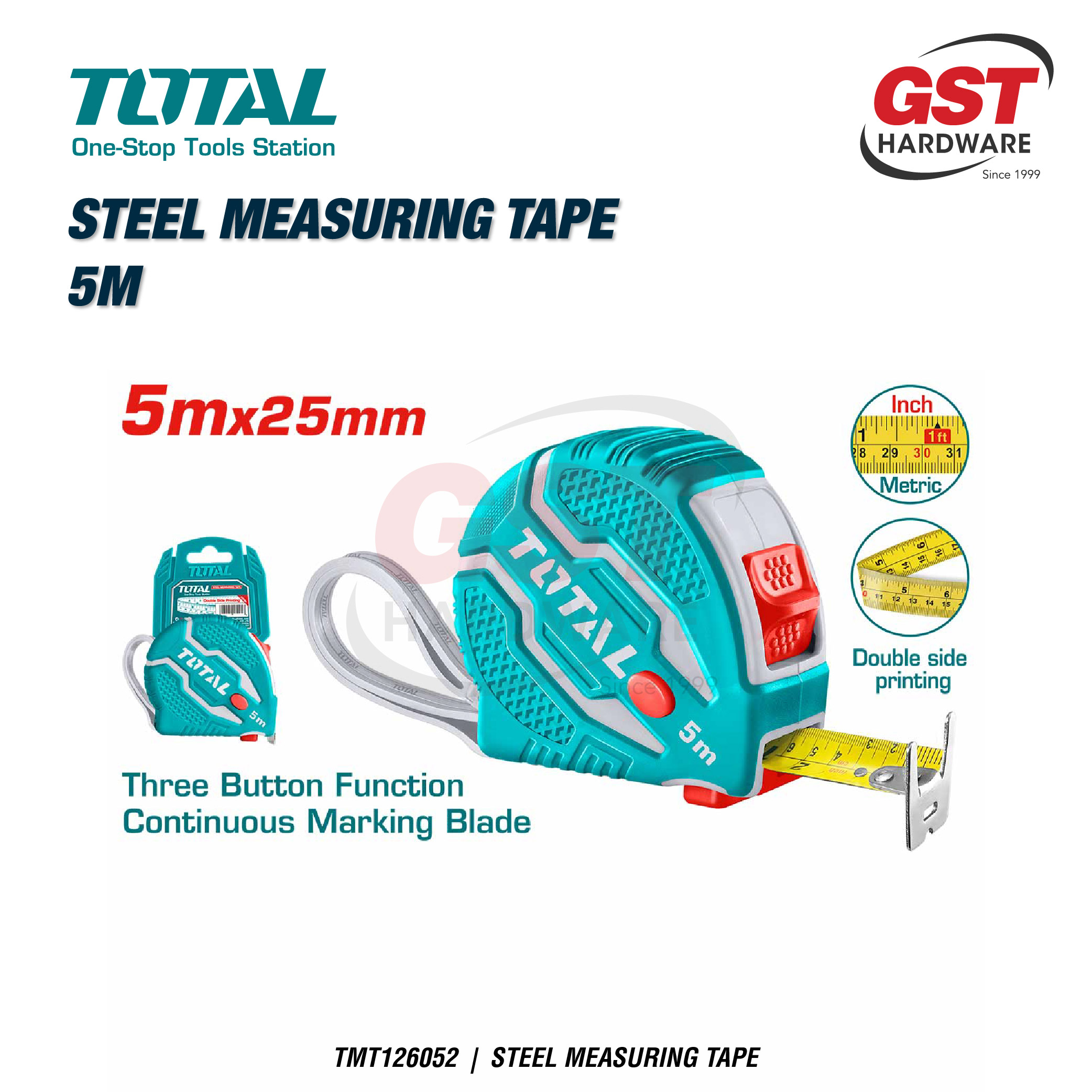 🔥 TOTAL Steel Measuring Tape (5m, 8m, 10m) Measurement Tape Measure ...