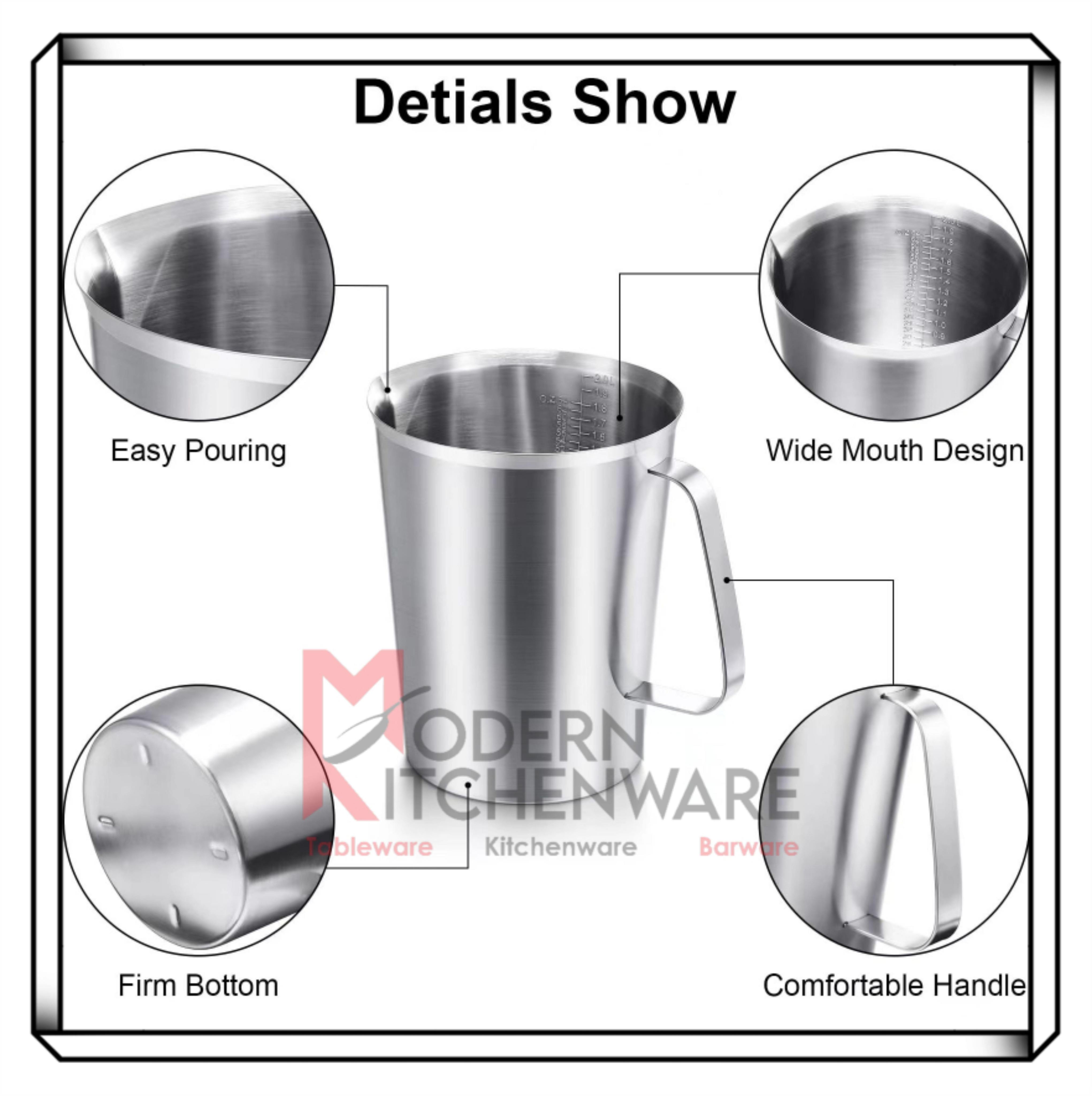 (MKitchenware)Heavy Duty Stainless Steel Measuring Jug Water Jug Milk ...