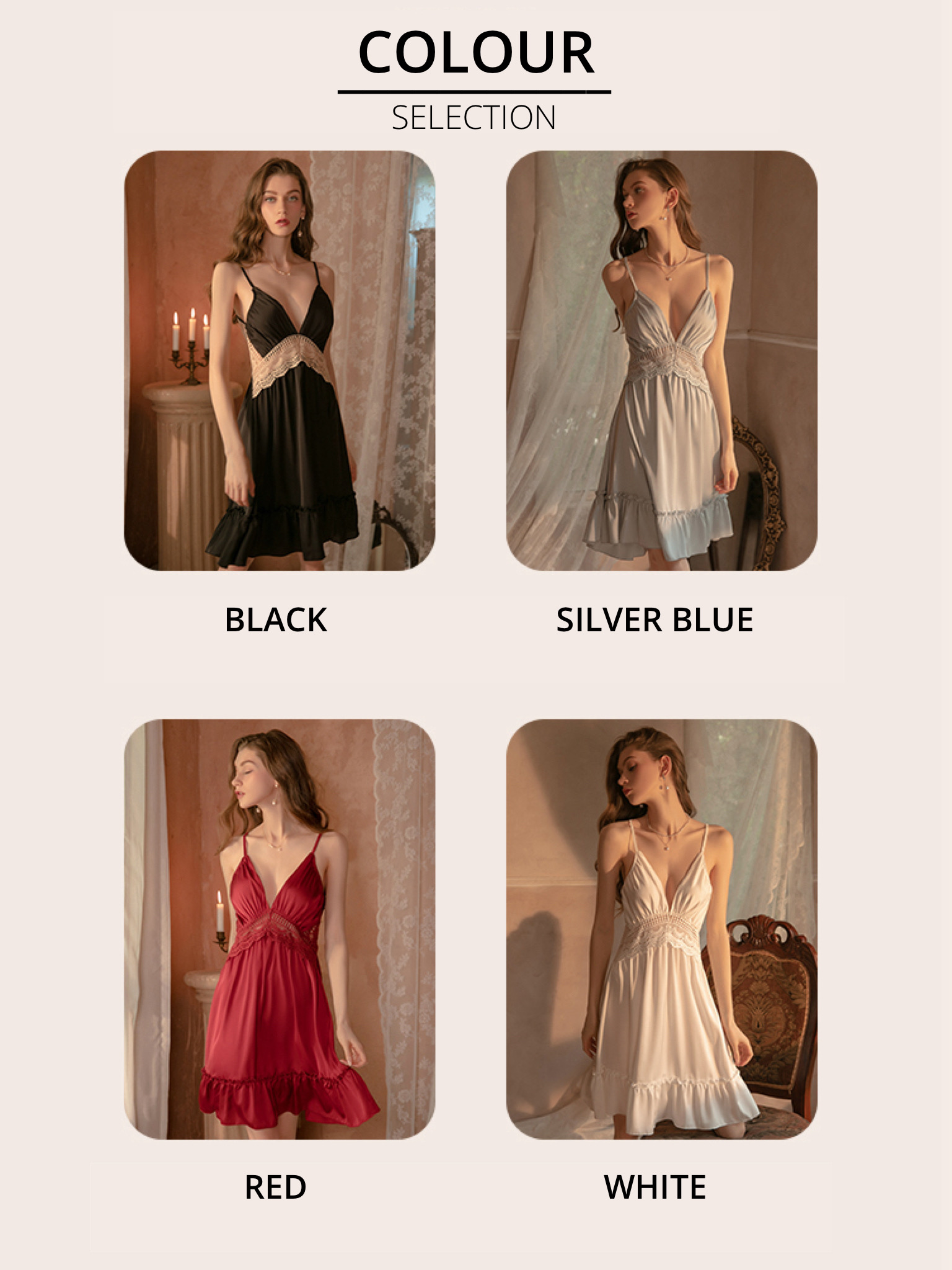 MissLure LINA Silk Cool Satin Sexy Babydoll Lingerie Set Sleepwear ...