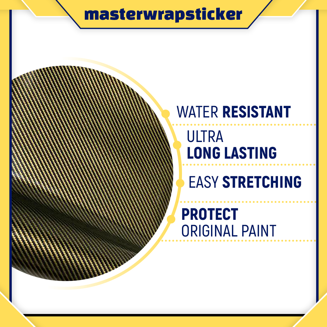 PREMIUM 2D BLACK GOLD car carbon fiber sticker(sticker kereta Bonet ...