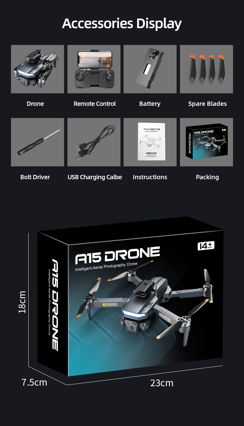 【New】 A15 Pro Brushless Drone Optical Flow 360° Obstacle Avoidance ...