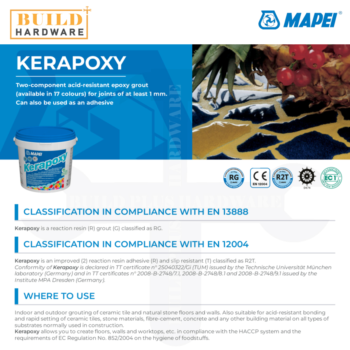 MAPEI Kerapoxy 5kg 100/113/130 High-Performance Anti-Acid Epoxy Mortar ...
