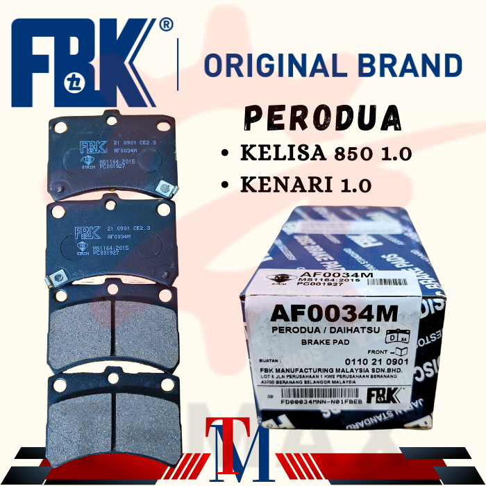 FBK Brake Pad Front/ Depan - Perodua Kelisa / Kenari without Brake Shim | Shopee Malaysia