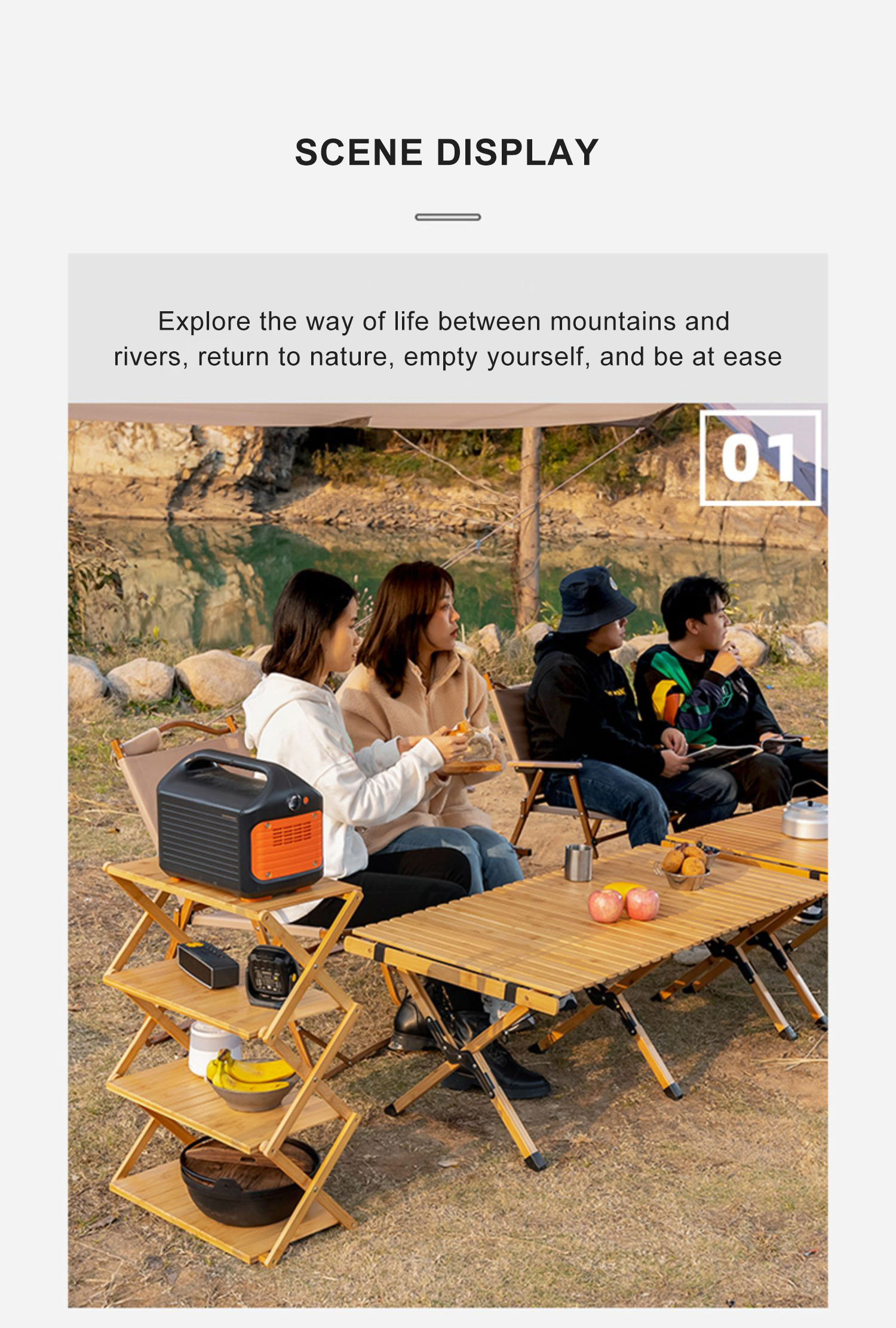 Outdoor Camping rack Multilayer Foldable Wood Shelf Portable Picnic ...