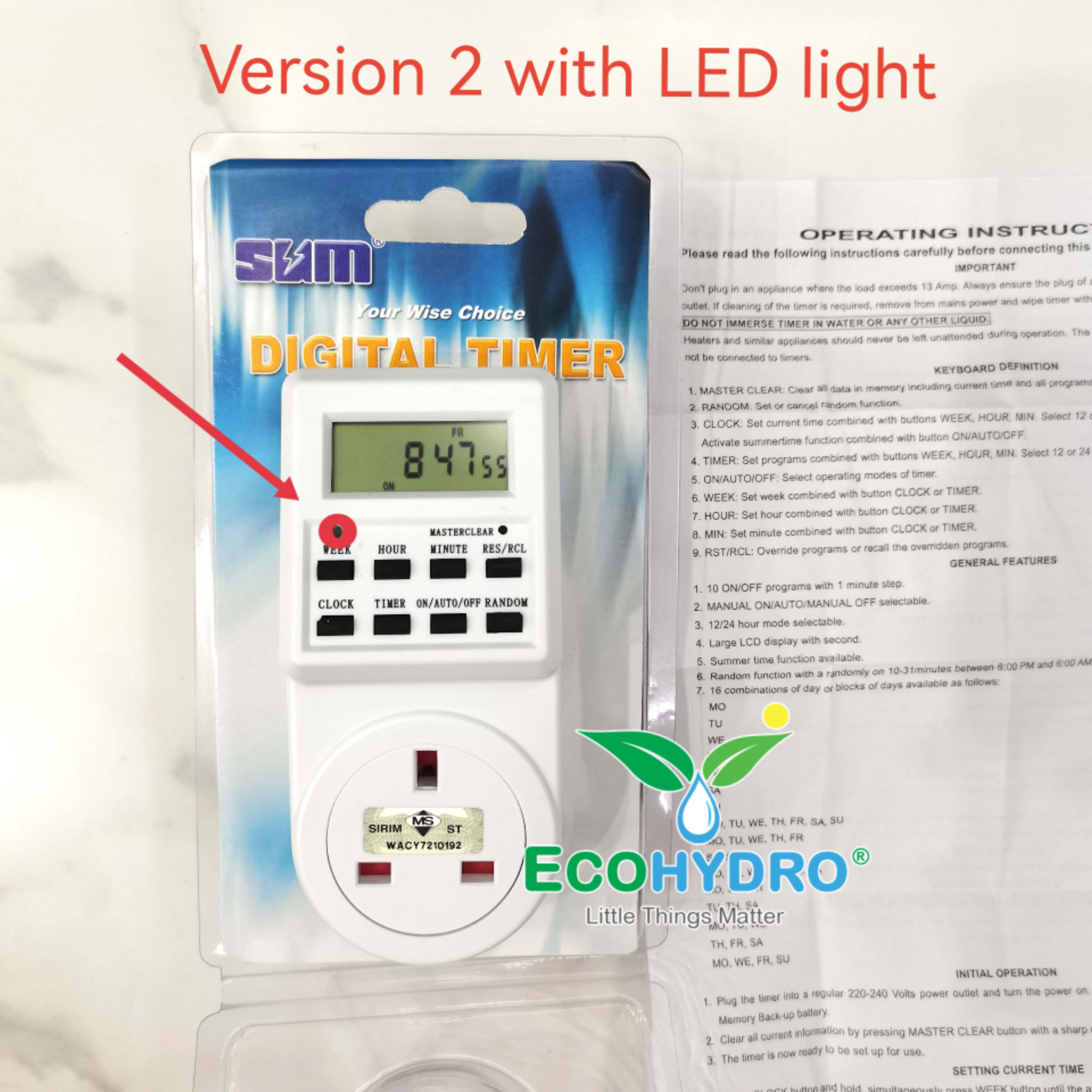 SiRiM Approved! NEW Digital Timer Sum 13A 24 Hours Programmable to 1 ...