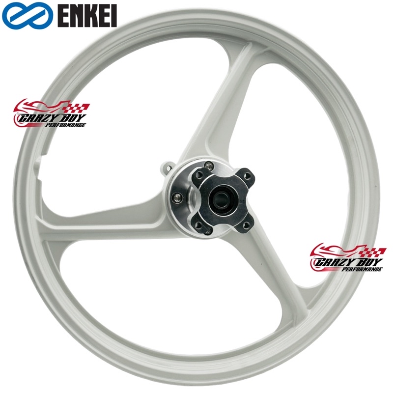 3 BATANG ENKEI SPORT RIM+CUSTOM HUB PNP Y15ZR Y16ZR 125ZR LC135 5S 1.4/1.4x17 MILKY WHITE ...
