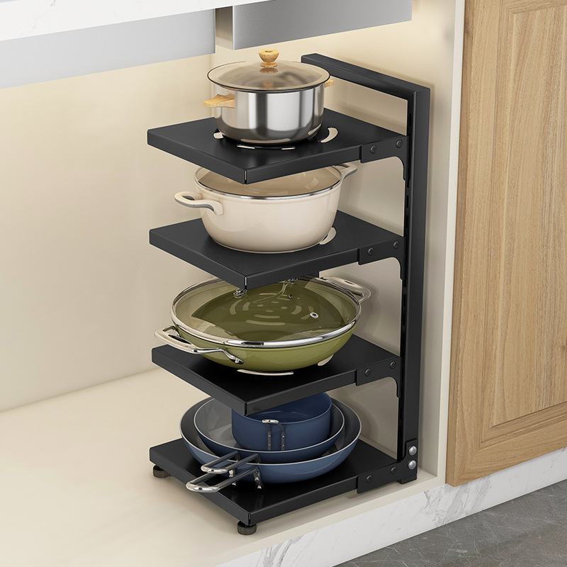 In Stock Kitchen Rack Pot Rack 2-4 Tiers Stainless Steel Adjustable Pot ...