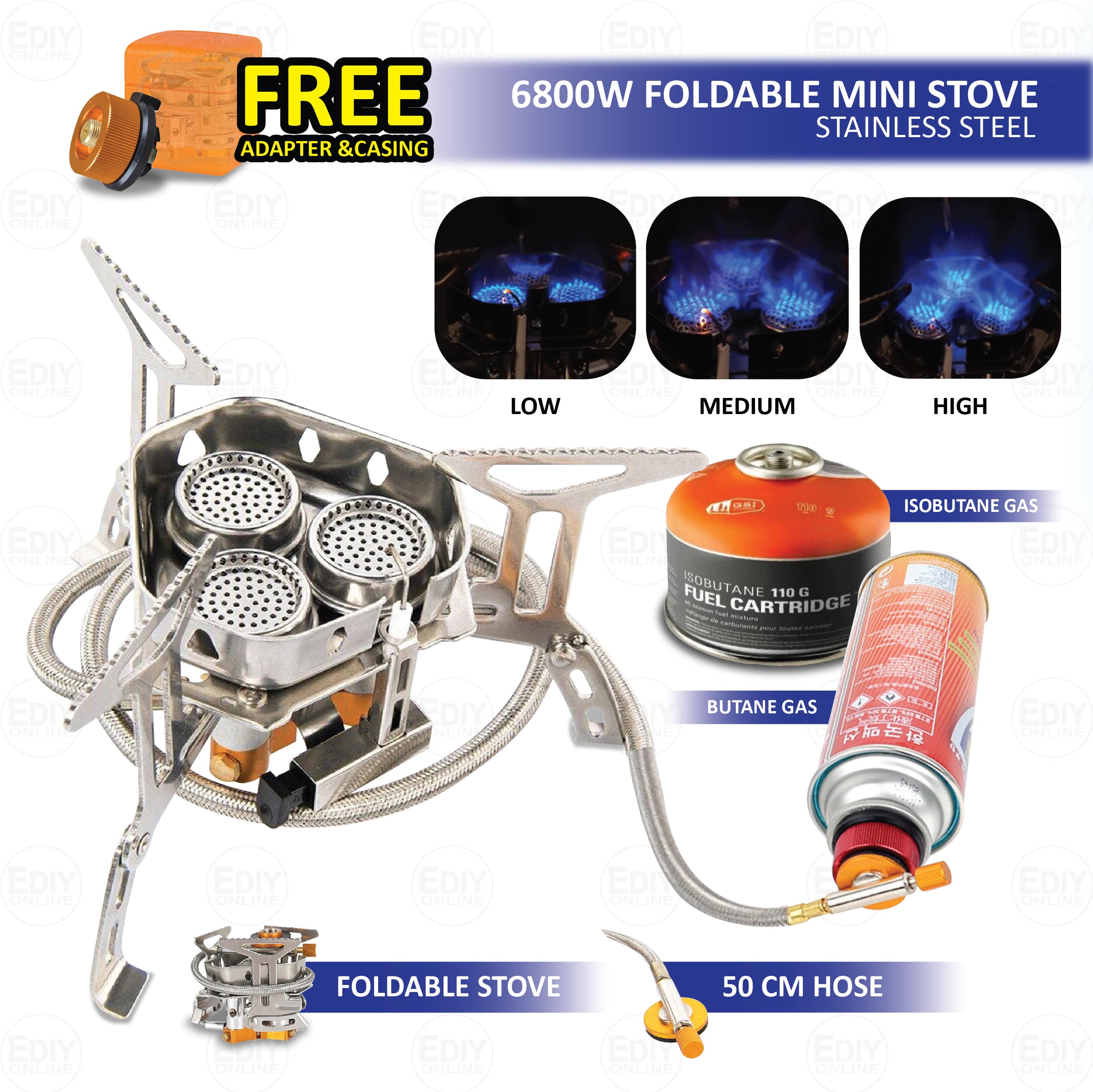 6800W Mini Foldable Camping Gas Stove Card Type Dapur Khemah Cooker ...