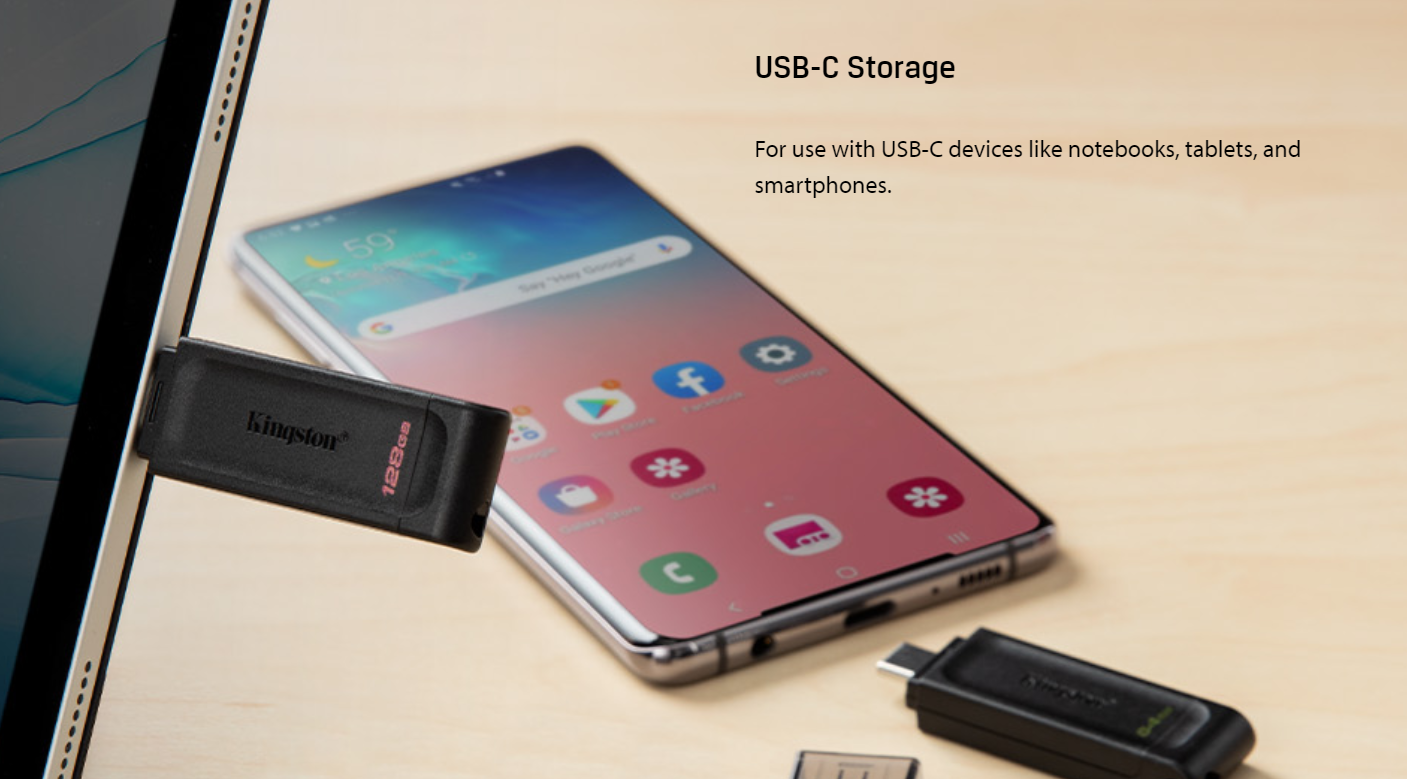Kingston DT 70 64GB 128GB 256GB Type-C USB3.2 GEN1 DT70 Flash Drive ( DT70/64GB / DT70/128GB ...