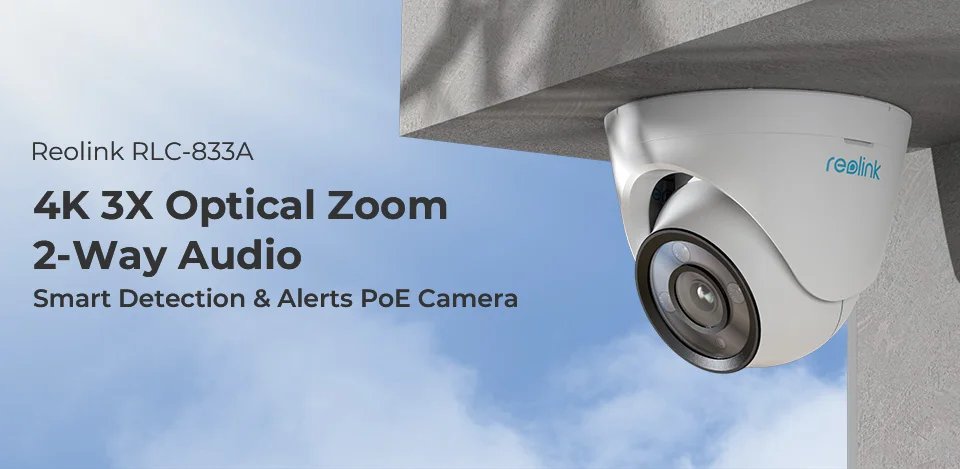 REOLINK RLC-833A 4K Security Camera Outdoor System, 3X Optical Zoom ...