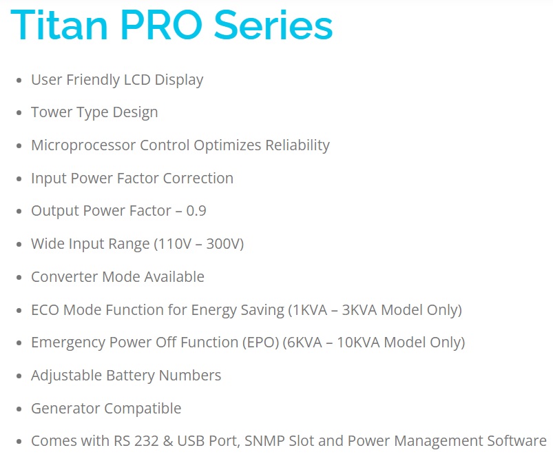 Right Power Titan PRO 1K / 900W UPS - TitanPro1k - Output Power Factor ...