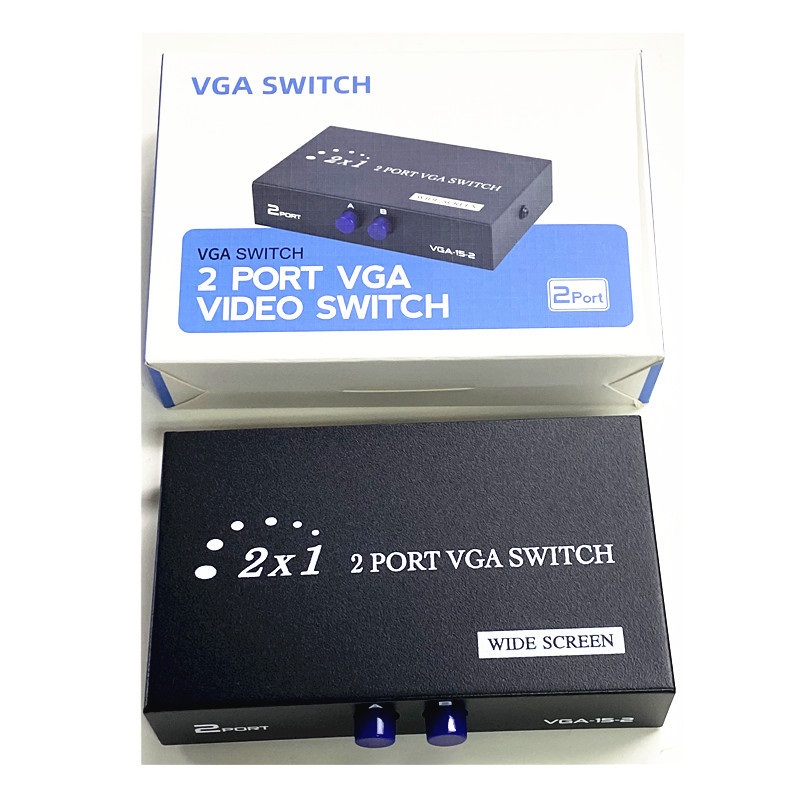 VGA Switch Box 2 Port VGA SVGA Monitor Sharing Switch Box 2 In 1 Out ...