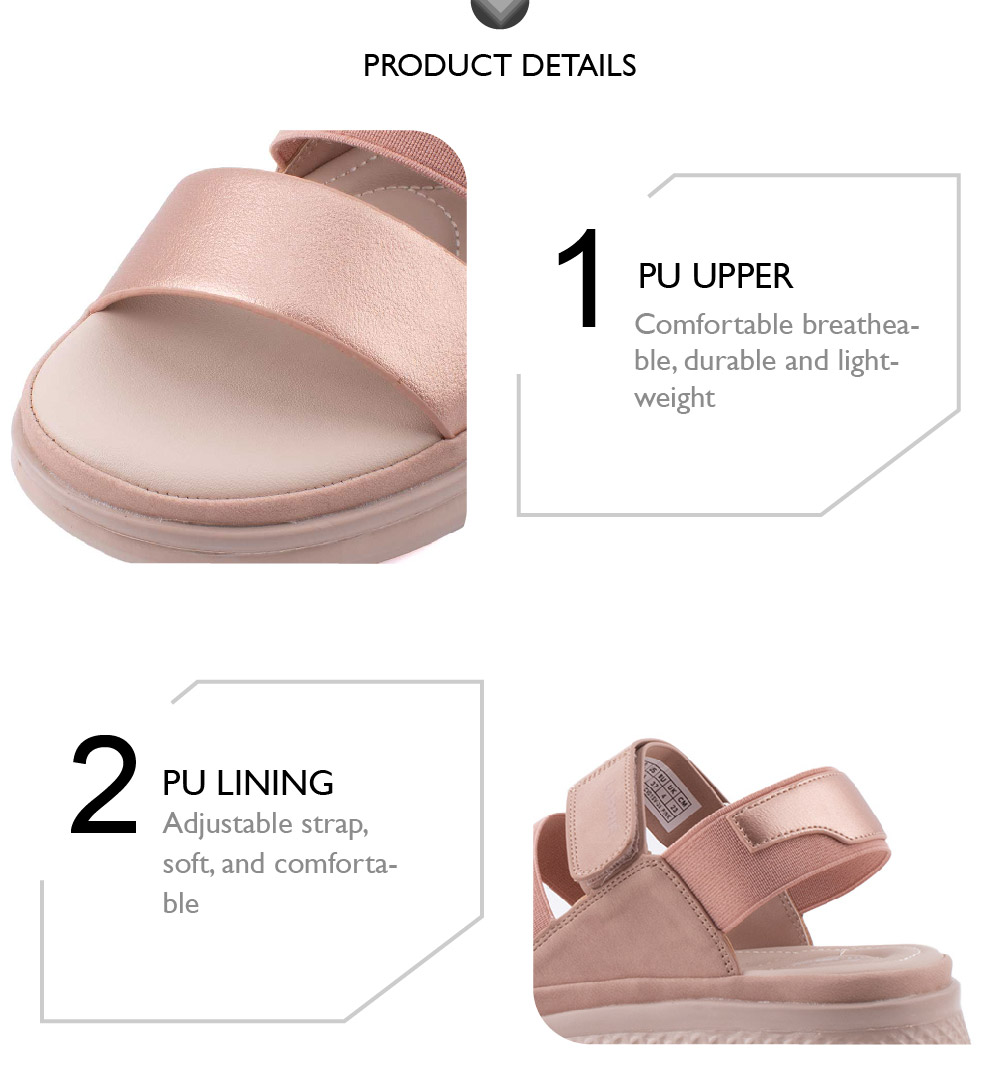 LARRIE Kasut Perempuan Pink Velcro and Elastic Strap Comfort Sandals ...