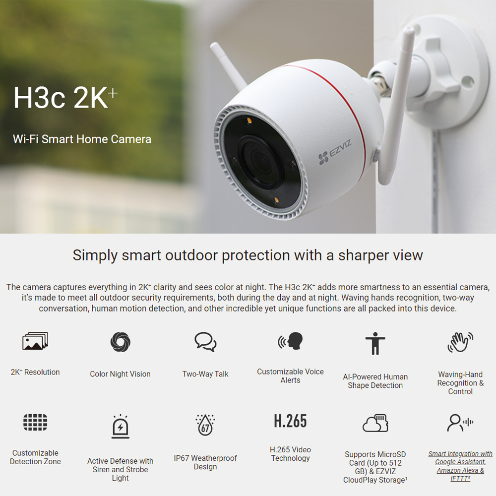 Ezviz H3C 2K⁺ 4MP 1440P Two Way Talk Color Night Vision Wireless Wi-Fi ...