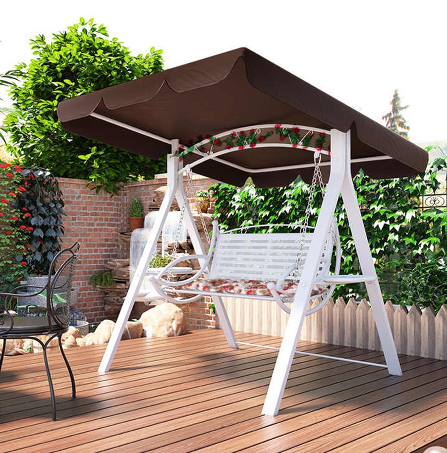 Swing Outdoor Courtyard Balcony Garden Iron Art Swing Chair Buaian Bed ...