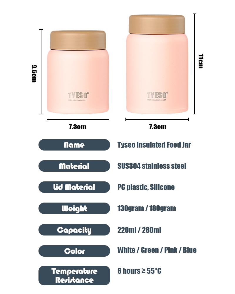 TYESO Thermos Food Jar 220ml/280ml Food-grade Stewed Pot Heat ...