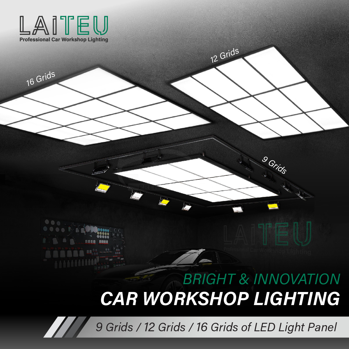 Laiteu Car Workshop Lighting 12-Grids LED Lighting Panel [2 Models ...
