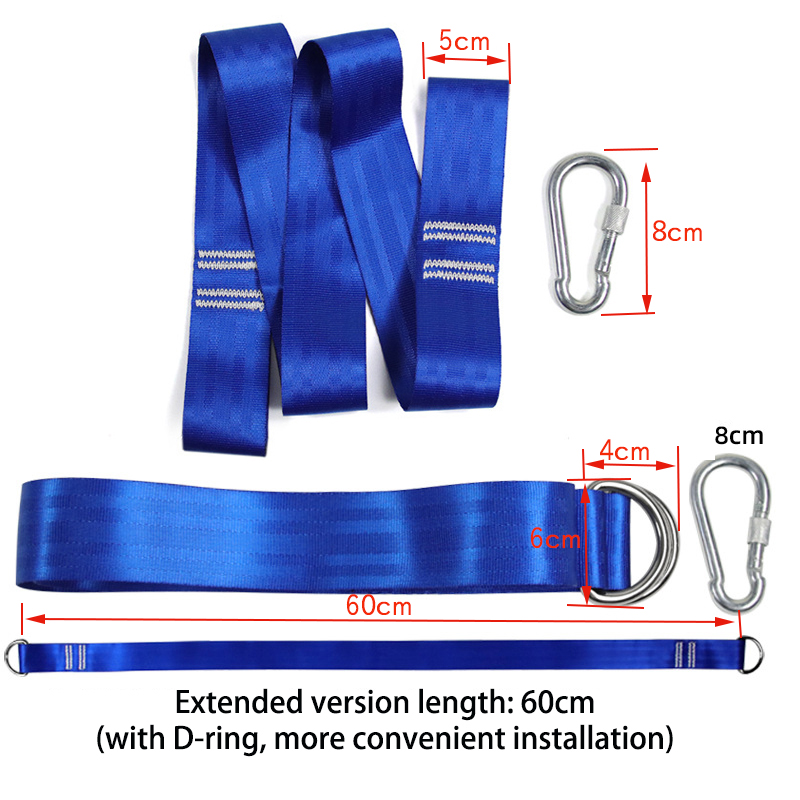 Extender Strap Rope 60cm Swing Connecting Belts Tree Hanging Straps with D-ring Safety Hanging ...