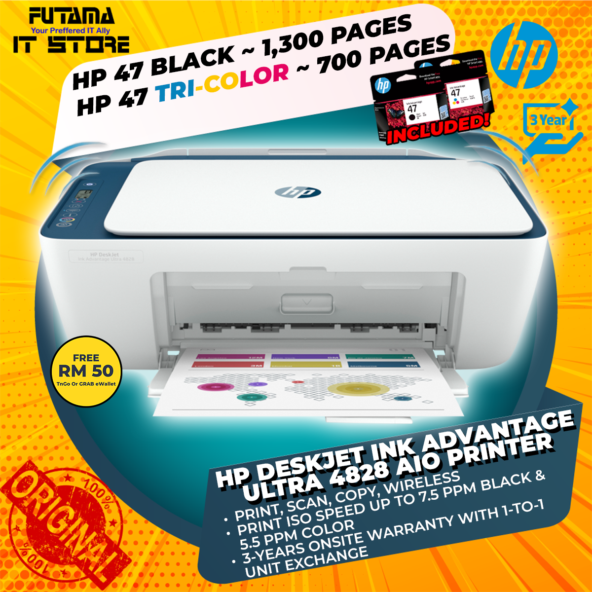 HP DeskJet Ink Advantage Ultra 4828 All-in-One Printer - Print, Scan ...