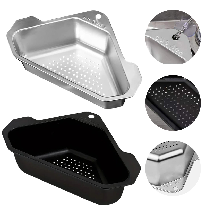 𝐊𝐄𝐄𝐏 𝐍𝐄𝐀𝐓 Triangular Corner Sink Strainer Stainless Steel Kitchen Drain ...