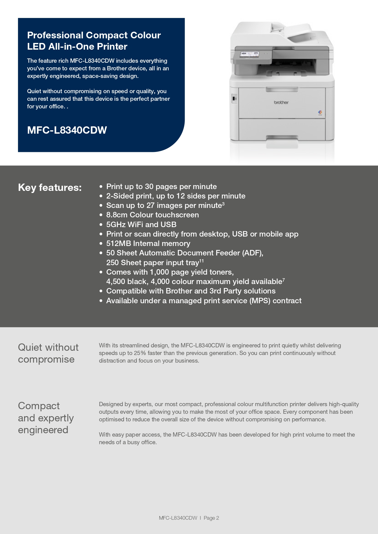 Brother Color LED Laserjet A4 4in1 Wireless Printer MFC-L8340CDW | ADF & Duplex Print | Shopee ...