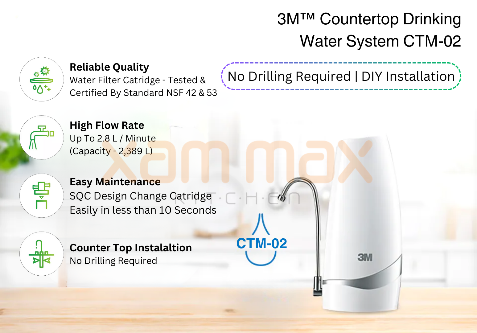 3M™ Countertop Drinking Water System CTM-02 / CTM02 3M Water Filter ...
