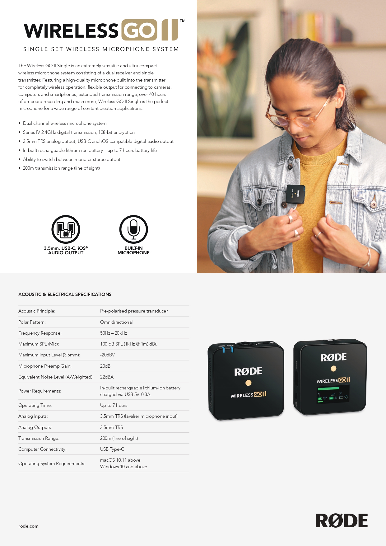 RODE WIRELESS GO II SINGLE / DUAL CHANNEL WIRELESS MICROPHONE SYSTEM ...
