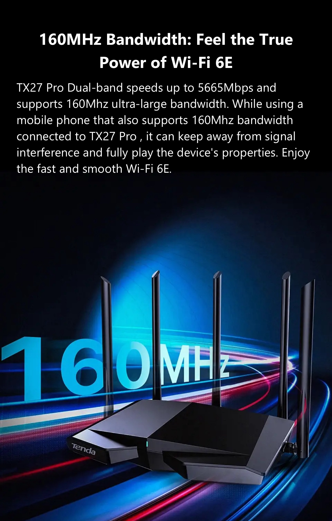 Tenda TX27 Pro AX5700 WiFi 6 Ultra-High Speed Tri-Band Gigabit Wireless ...