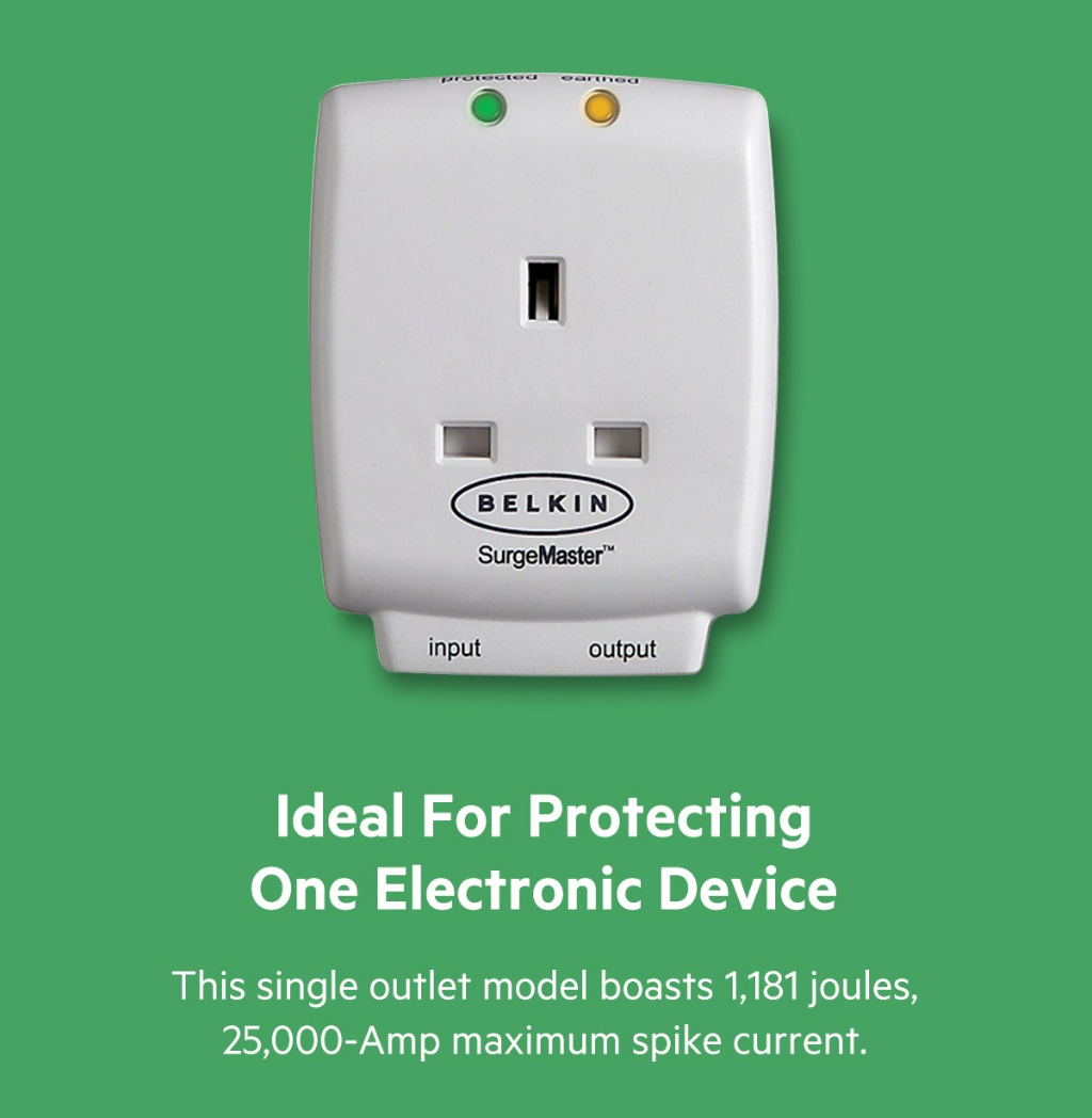 BELKIN F9H110VSACW SINGLE MASTER PLUG CUBE THUNDER EXTENSION SOCKET ...