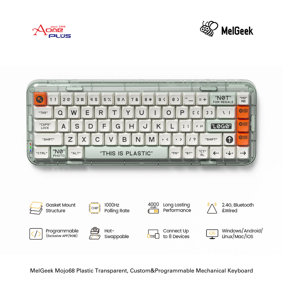 MelGeek Mojo68 Plastic Transparent, Custom&Programmable Mechanical ...