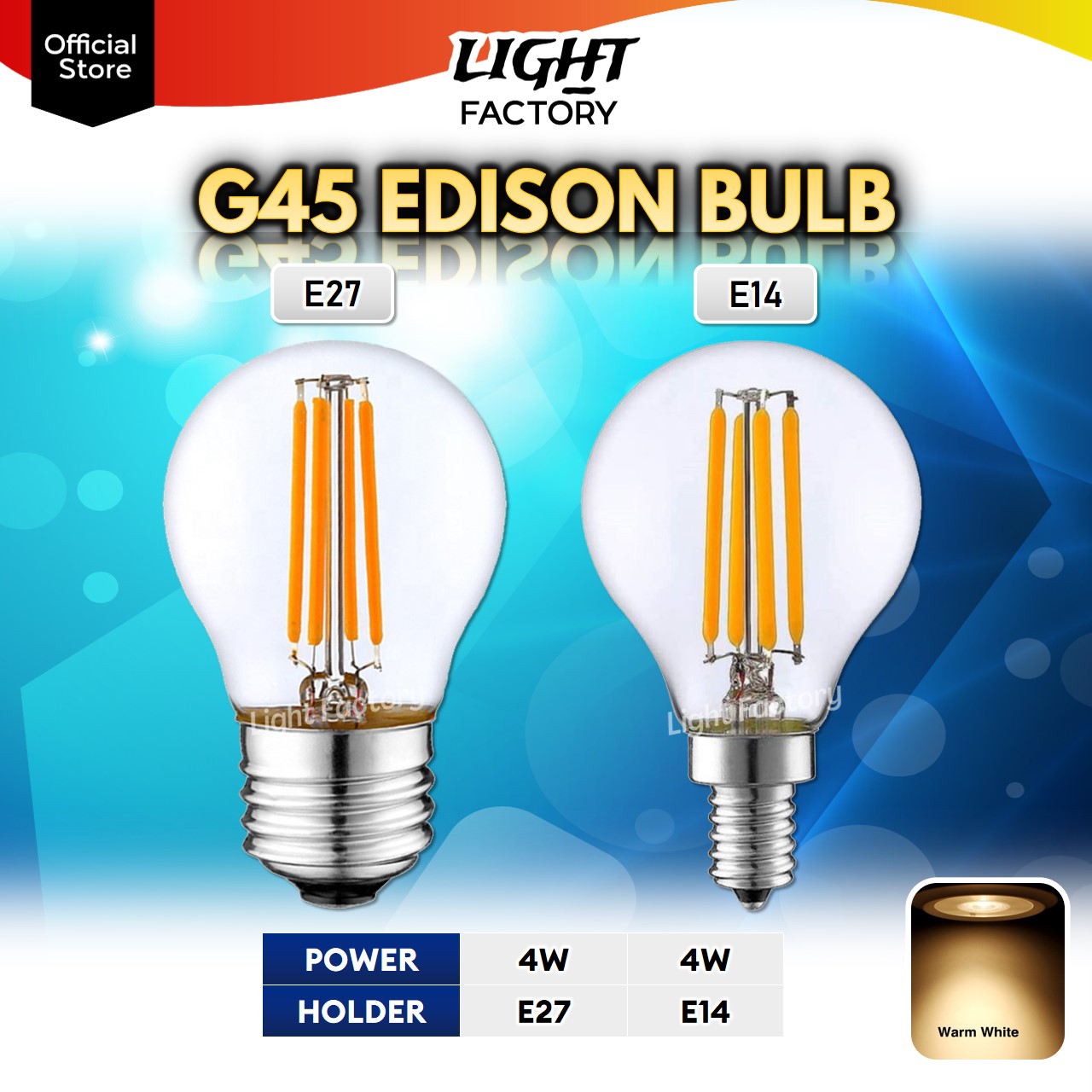 LED BULB 4W G45 Ping Pong LED Edison Filament Bulb E14 / E27 Warmwhite ...