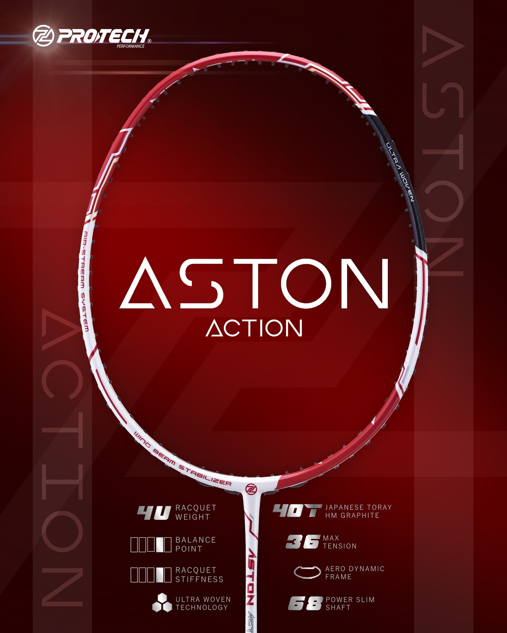 PROTECH ASTON SERIES ATTACK / ACTIVE / ACTION BADMINTON RACKET | Shopee ...
