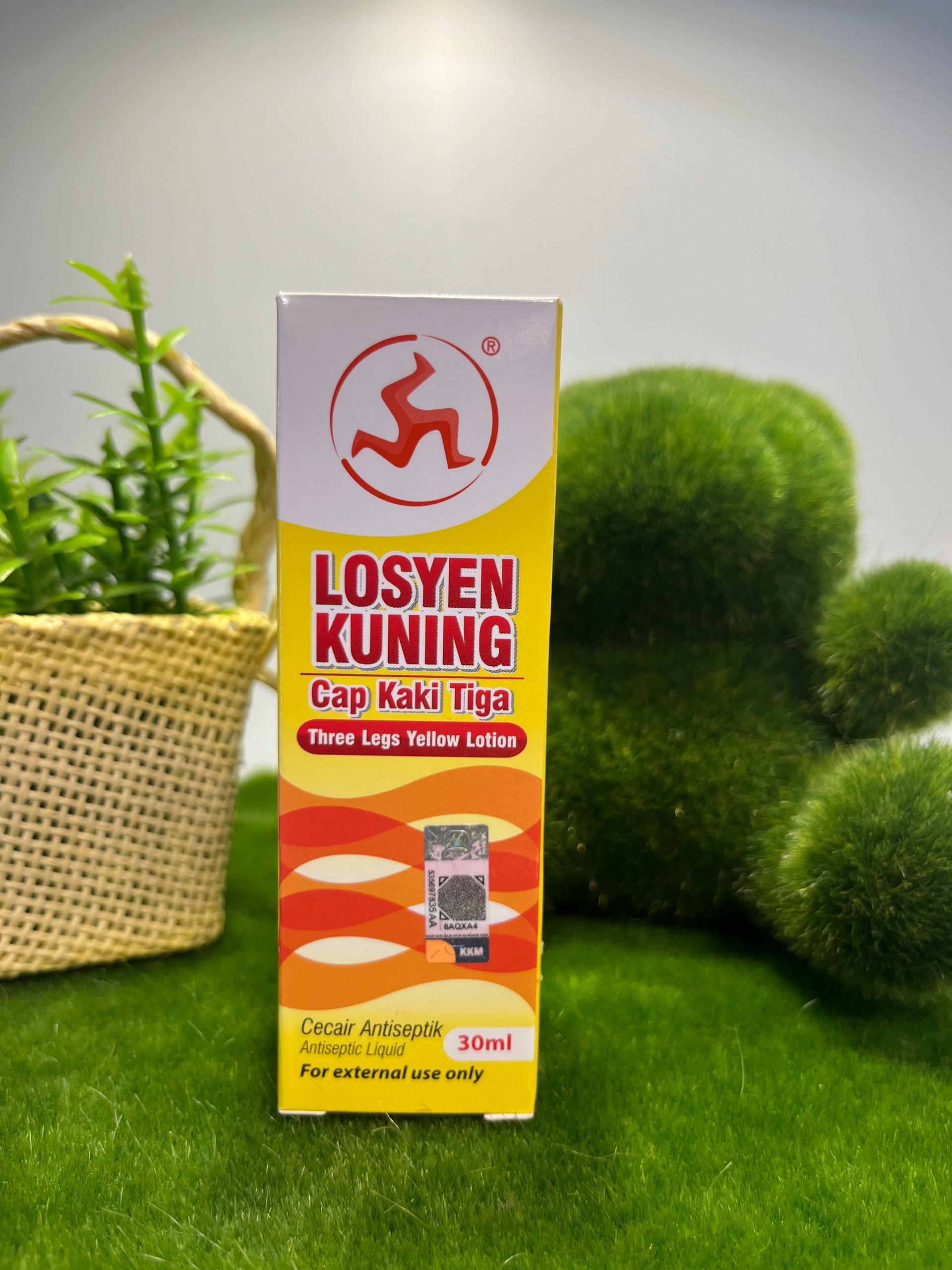 【CapKakiTiga 三脚标 Three Legs】1)Losyen Kuning黄药水Yellow Lotion 2)Ubat ...