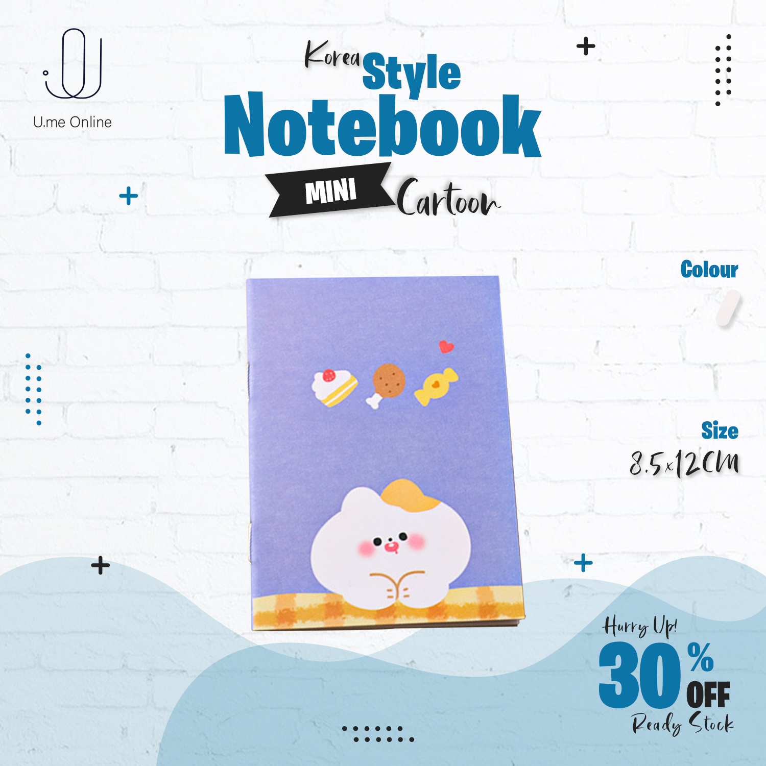 U.me Korea Cute Cartoon Mini Notebook Stylish Simple Cartoon Office ...