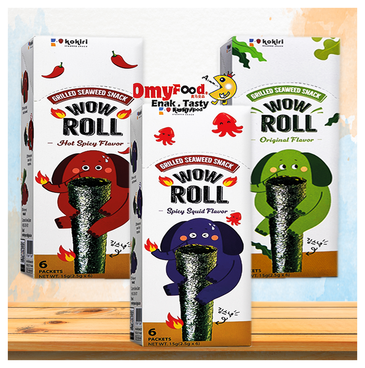2.5g x 10pcs Korean Kokiri Wow Roll Grilled Seaweed Snack Rumpai Laut ...