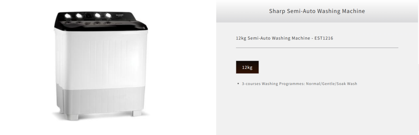 Sharp Semi Auto Washing Machine Twin Tub Washer 12KG / 14KG Mesin Basuh ...